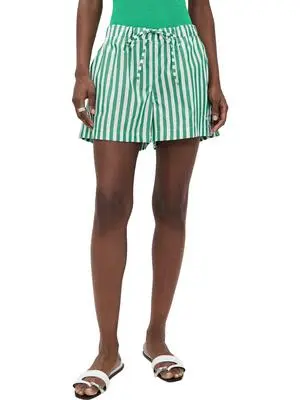 Hunza G Cabana Stripe Cotton Shorts - Emerald Cabana Stripe