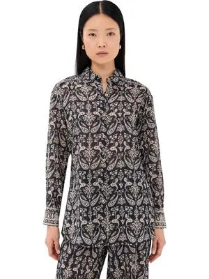 Veronica Beard Lloyd Paisley Print Button-down Shirt - Black Multi