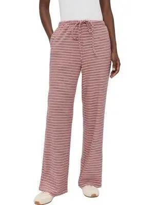 BAILEY ROSE Striped Velour Pants - Strawberry