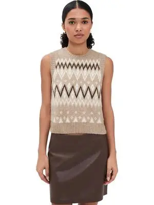 LE BOP Fair Isle Knit Vest - Beige Multi