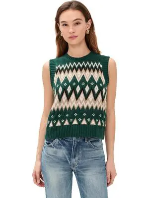 LE BOP Fair Isle Knit Vest - Everglade Multi
