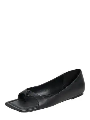 ST. AGNI Square Toe Flats - Black