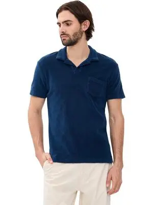 Orlebar Brown Terry Towelling Resort Polo Shirt - Blue Wash