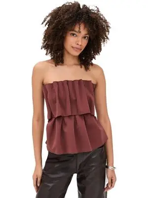 HOUSE OF DAGMAR Sculpted Tube Top - Mahogany Red