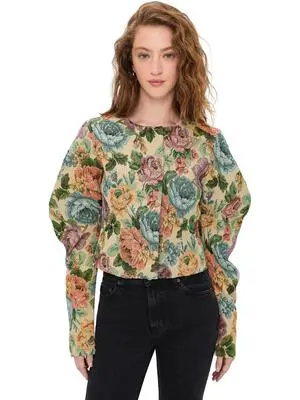 Line & Dot Cambria Floral Jacquard Jacket - Cream Multi