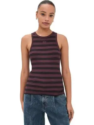 GANNI Soft Cotton Rib Tank Top - Chocolate Plum