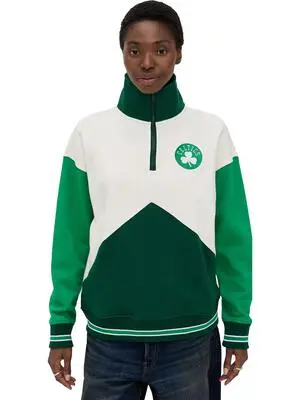 Terez Colorblock Quarter Zip - Celtics Team Colors