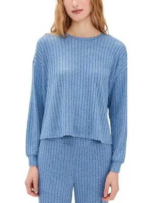 Z Supply Daydream Rib Long Sleeve Tee - Oceanic Blue