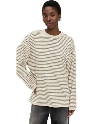 Lioness Cheri Long Sleeve Top - Cream Noir Stripe