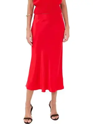 Sablyn Miranda Scallop Trim Skirt - Scarlet