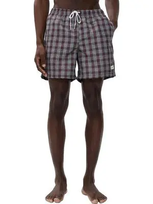 BATHER Check Pattern Swim Trunks Amethyst Tartan