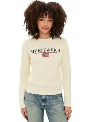 SPORTY & RICH R Nautical Knitted Sweater - Ecru