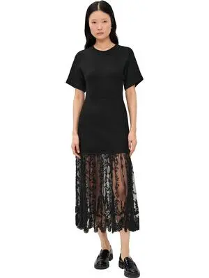 Sea Diane Knit Lace Combo Maxi Dress - Black