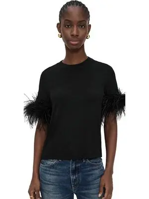 SAYLOR Feather Trim Top