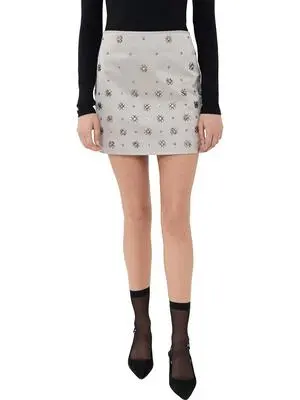 Veronica Beard Olenna Embellished Mini Skirt - Silver