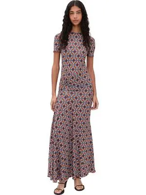 Eywasouls Malibu Annie Short Sleeve Maxi Dress - Sienna Tile