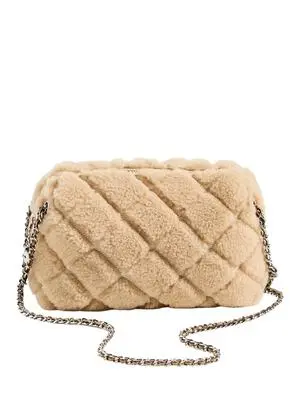 Tory Burch Fleming Shearling Soft Crossbody Bag - Potato/toasted Sesame