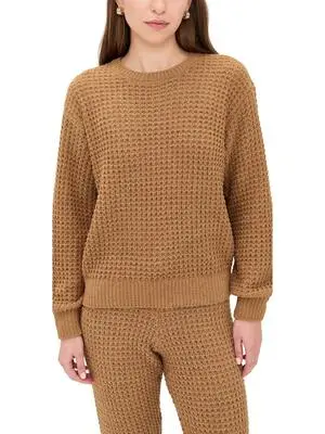 PJ Salvage Long Sleeve Chenille Waffle Sweater - Caramel