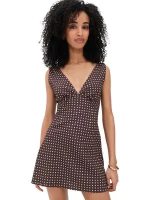 Faithfull The Brand Graciela Mini Dress - Polkadot/chocolate Plum