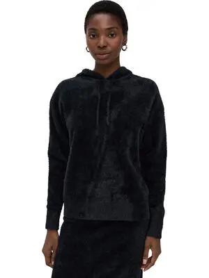 LE BOP Fuzzy Knit Hoodie Black