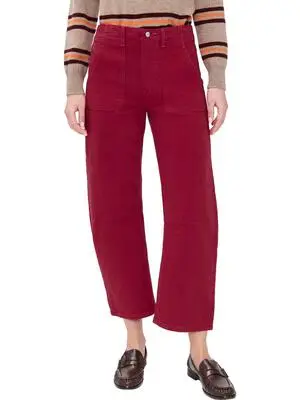 LE JEAN Utility Soft Barrel Mid Rise Jeans - Red