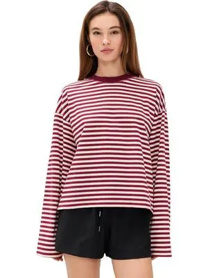 Lioness Bloom Long Sleeve Tee - Wine Stripe
