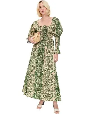 THE LULO PROJECT The Honor Paisley Print Maxi Dress - Green Folk Paisley