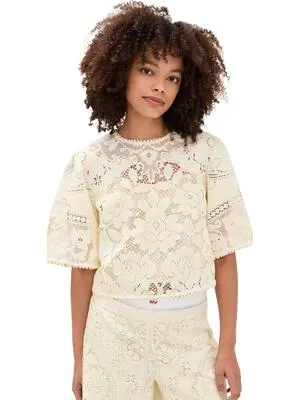 Sea Arianna Lace Short Sleeve Top - Cream