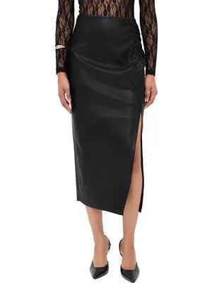 LE BOP Louisa Faux Leather Skirt - Black
