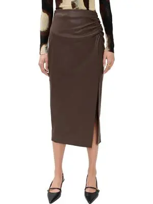 LE BOP Louisa Faux Leather Skirt - Coffee