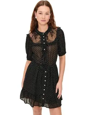 Sea Melody Polka Dot Mini Dress - Black