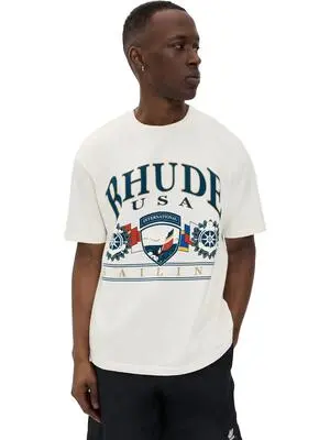 Rhude Usa Sailing Icon Tee - Vintage White/black