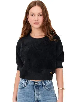 L'Agence Guinevere Short Sleeve Crew Neck Top - Black