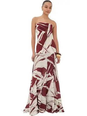 Silvia Tcherassi Muriel Maxi Dress - Beige Burgundy