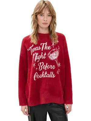 Show Me Your Mumu Classic Crew Neck Graphic Sweater - Twas The Night Knit