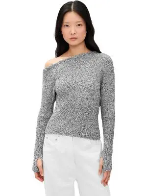 Enza Costa Boucle Knit One-shoulder Sweater - Pepper