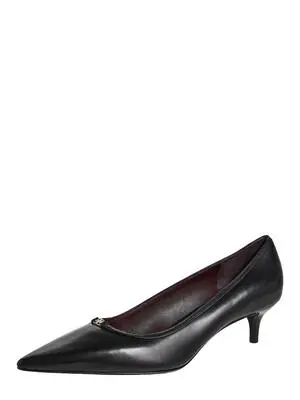 Tory Burch Double T Buckle Kitten Heel Pumps - Perfect Black / Perfect Black