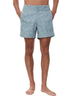 Frescobol Carioca Angra Madeira Print Porto Swim Shorts - Coastal Blue