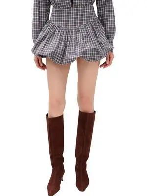 LE BOP Zoe Plaid Mini Skirt - Chocolate Check
