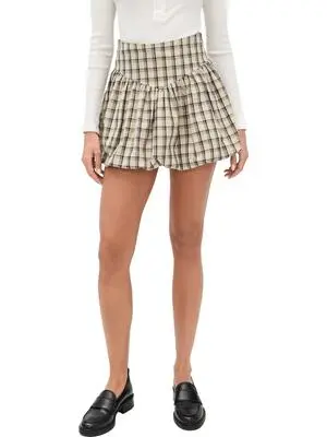 LE BOP Zoe Plaid Mini Skirt - Khaki Check