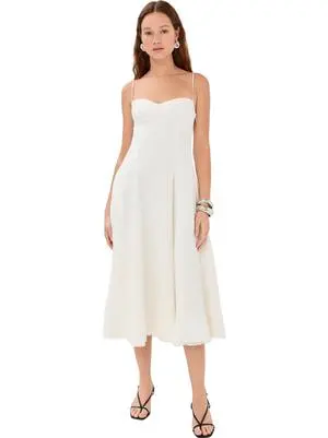 Simkhai Analise Bustier Linen-blend Midi Dress - White