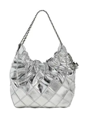 Tory Burch Fleming Metallic Mini Hobo Bag - Silver