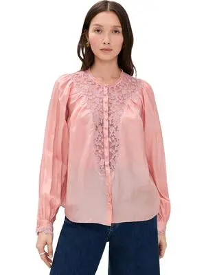LOVESHACKFANCY Carine Silk Top