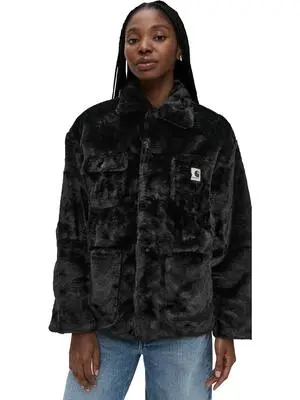 Carhartt Work In Progress Olney Michigan Faux Fur Coat - Black