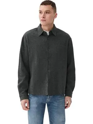 FRAME Long Sleeve Waffle Textured Shirt - Heather Grey