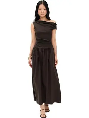 Bec & Bridge Freya Asymmetrical Maxi Dress - Dark Chocolate