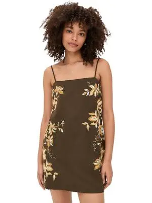 Hemant & Nandita Floral Embroidered Mini Dress - Brown