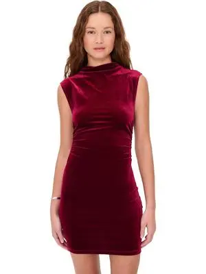 O.P.T Katia Mini Velvet Dress - Burgundy