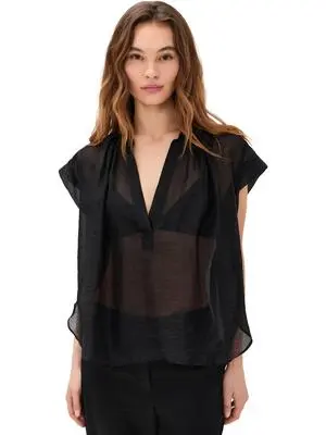 Secular Trinity Top In Sheer Tencel - Black