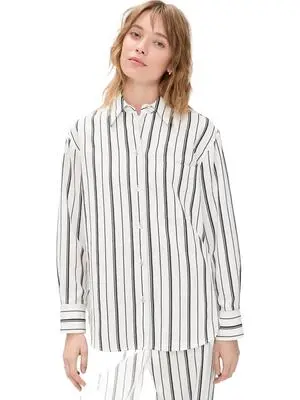 Vince Resort Stripe Oversized Shirt - B'white/black